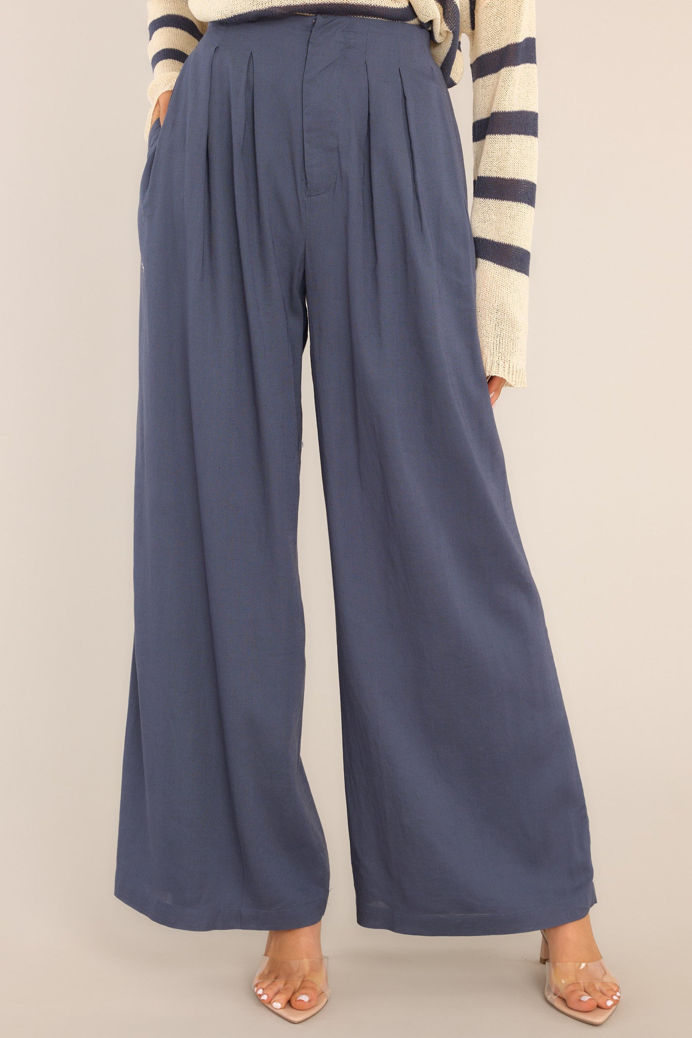 Wide Leg Dusty Blue Pants - All Pants | Red Dress