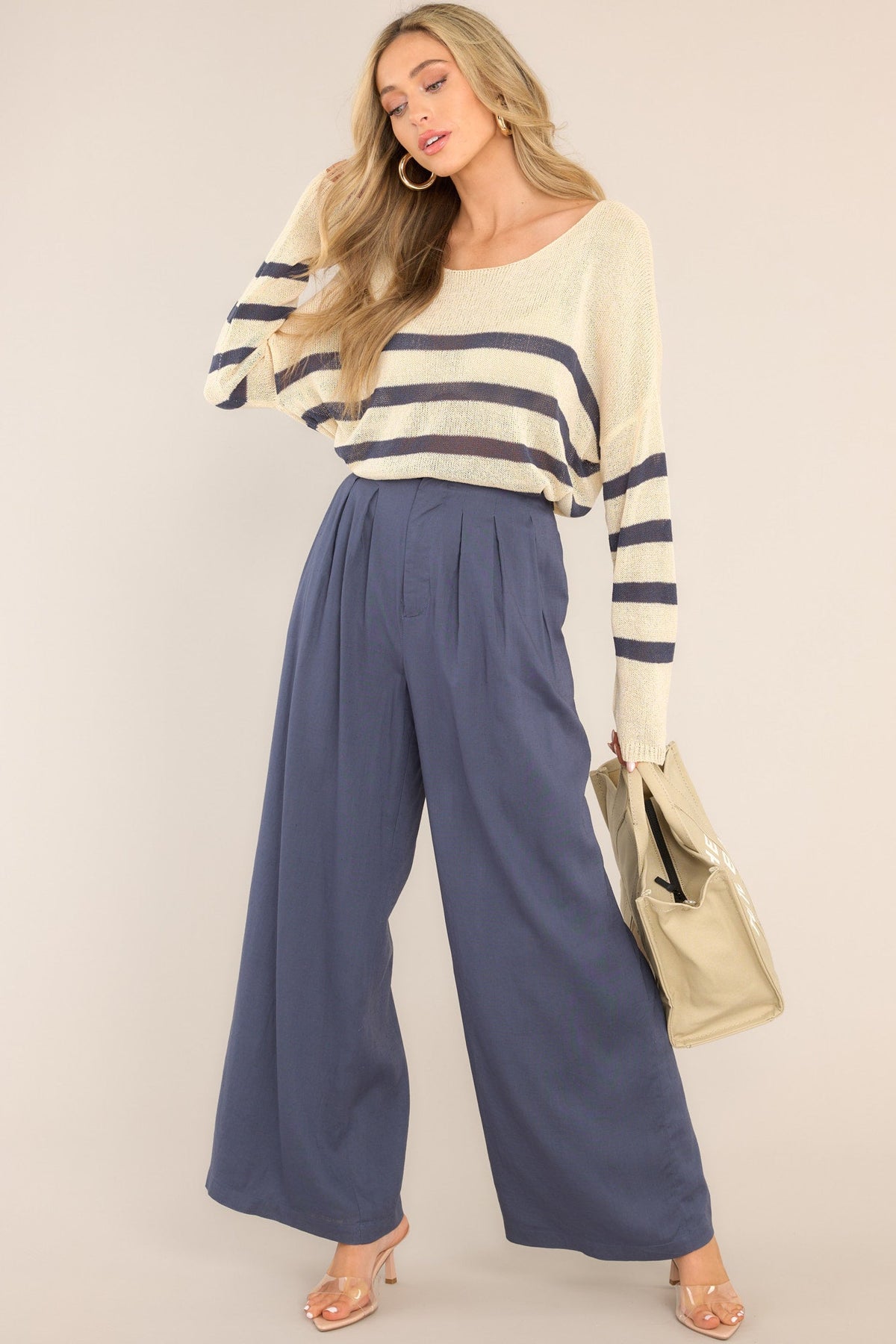 Wide Leg Dusty Blue Pants - All Pants | Red Dress