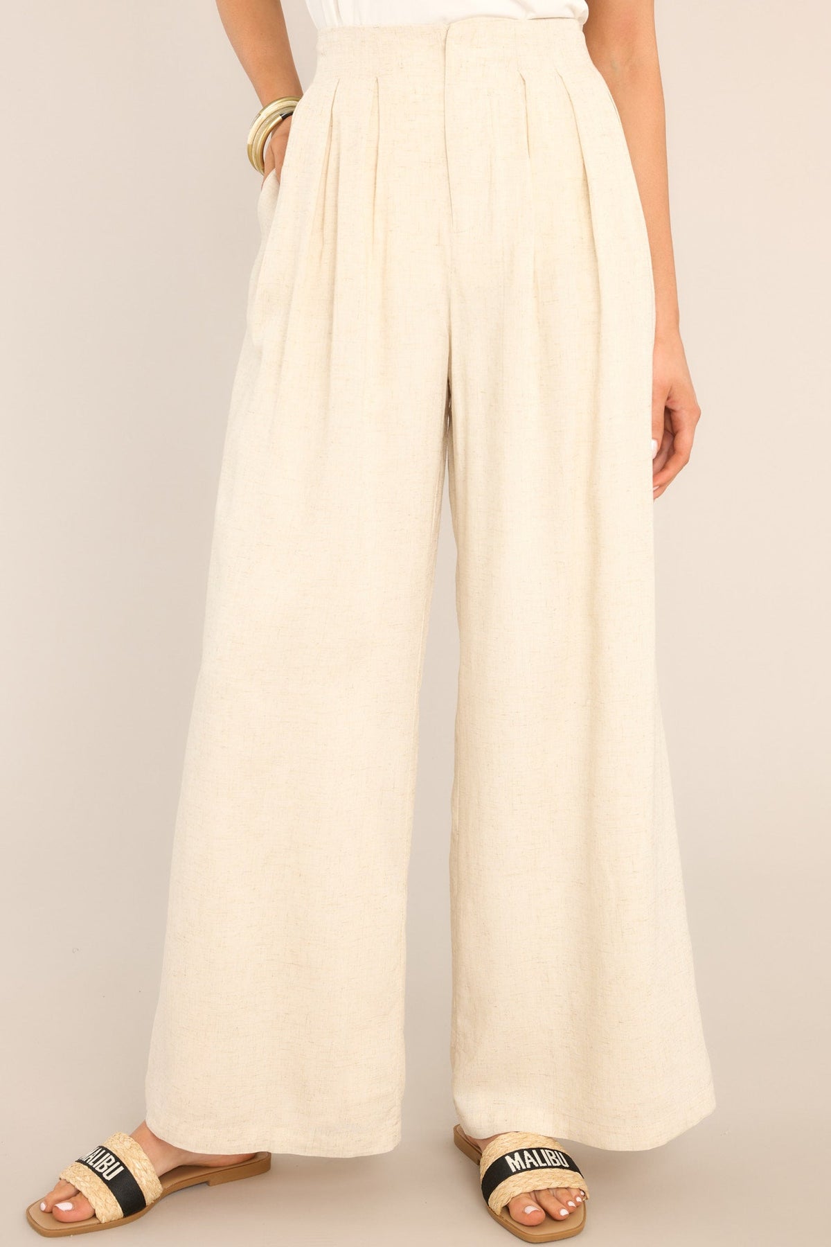 Natural Wide Leg Pants - All Bottoms | Red Dress