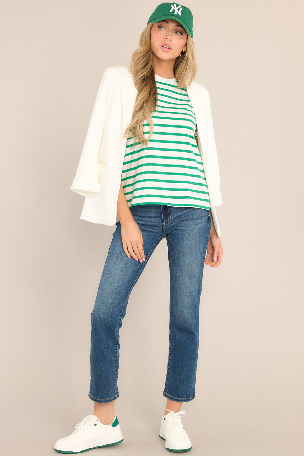 Kelly Green Horizontal Stripe Tee - All Tops | Red Dress