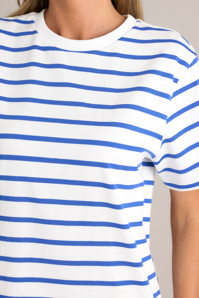 Blue Stripe 100% Cotton T-Shirt Dress - All Dresses | Red Dress