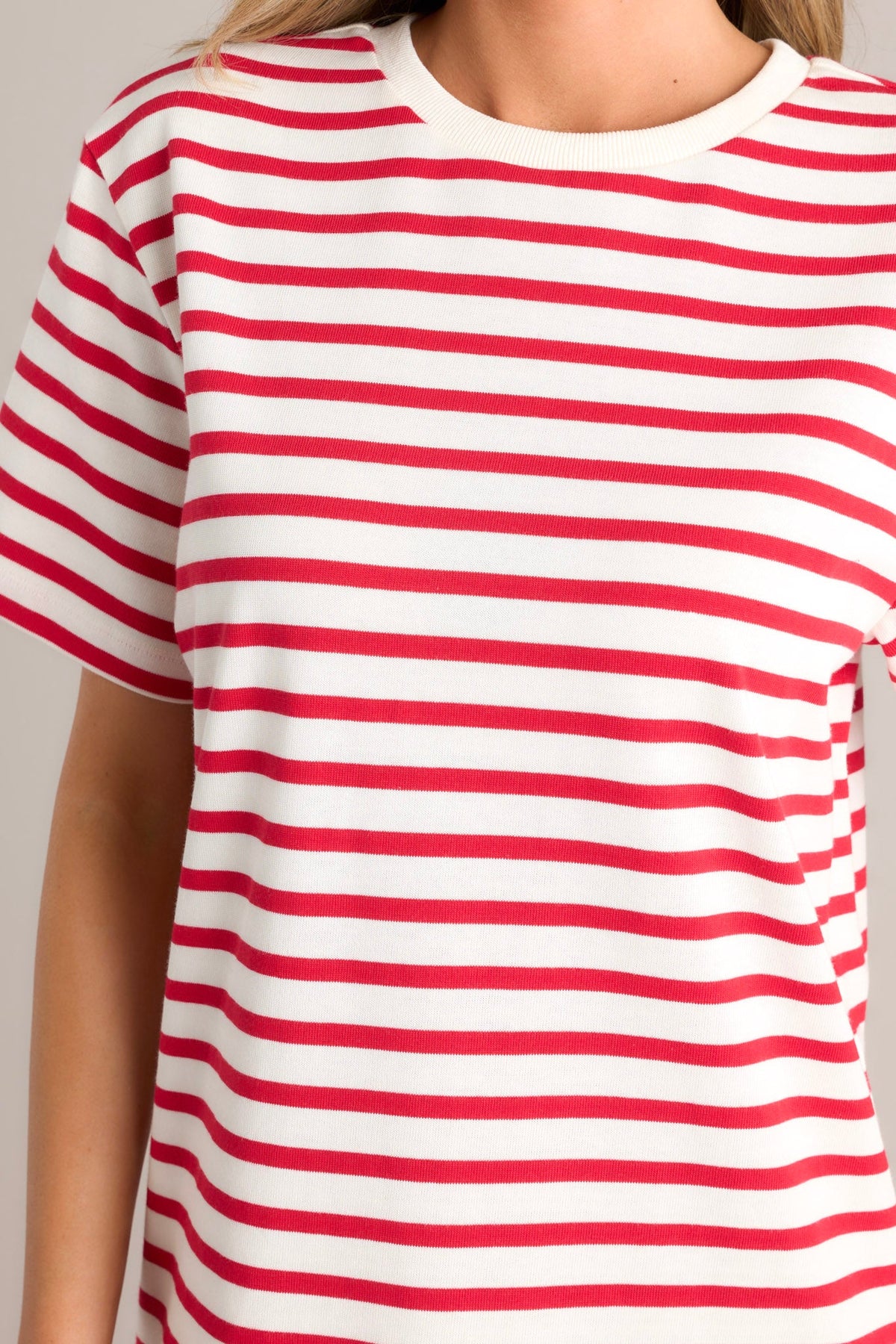 Red Stripe 100% Cotton T-Shirt Dress - All Dresses | Red Dress