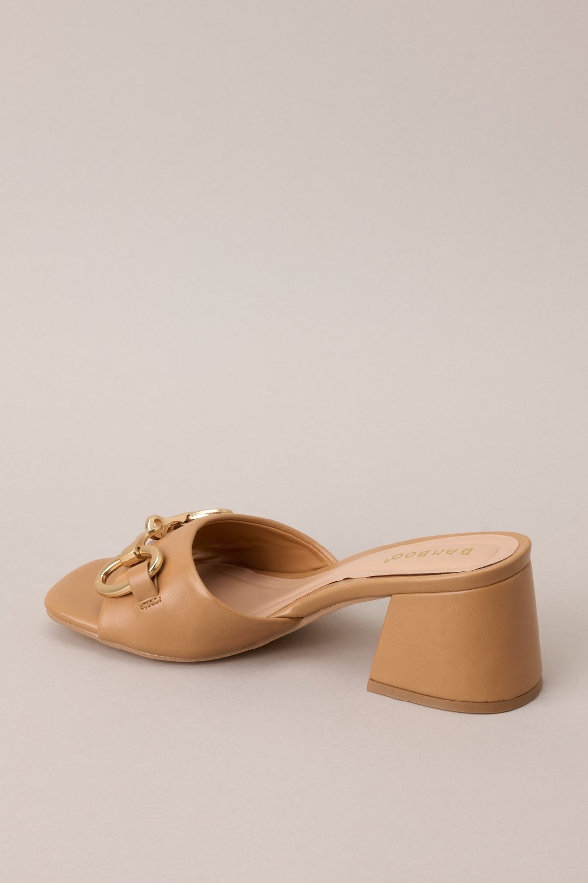 Square Toe Camel Short Block Heels - All Heels | Red Dress