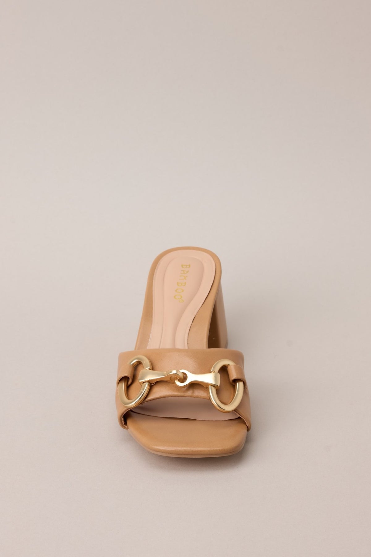 Square Toe Camel Short Block Heels - All Heels | Red Dress