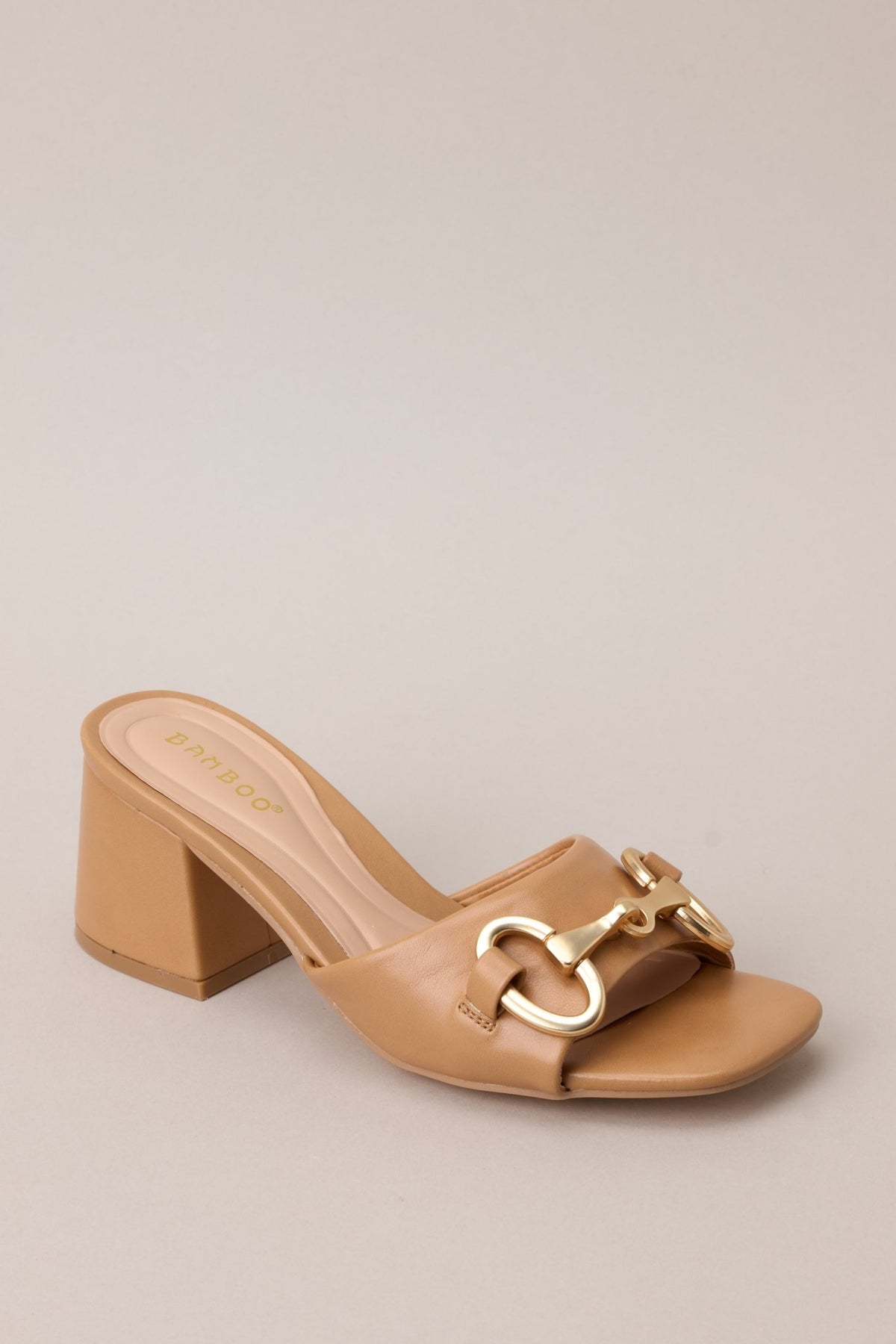 Square Toe Camel Short Block Heels - All Heels | Red Dress