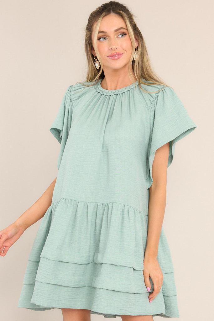 Sage Green Mini Dress - All Dresses | Red Dress
