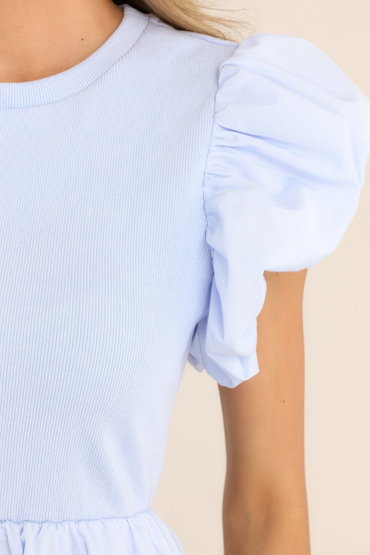 Sky Blue Puff Sleeve Midi Dress - Shop By Color | Red Dress