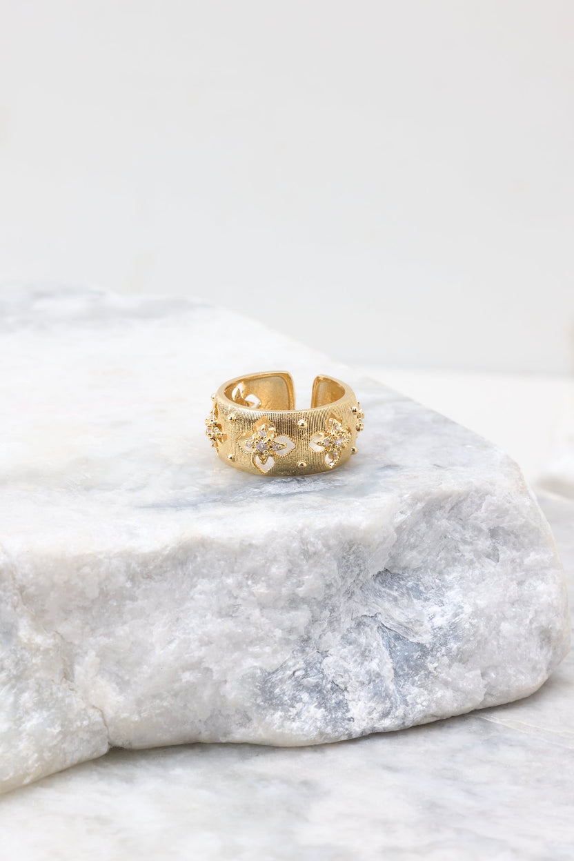 Pretty Gold Thick Band Ring - All Jewelry | Red Dress