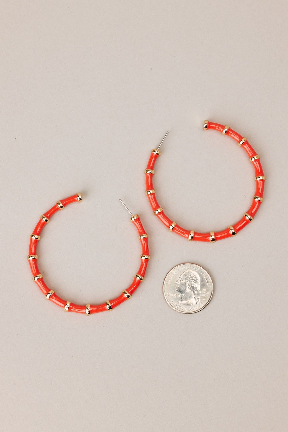 Red Bamboo Style Hoop Earrings - All Earrings | Red Dress