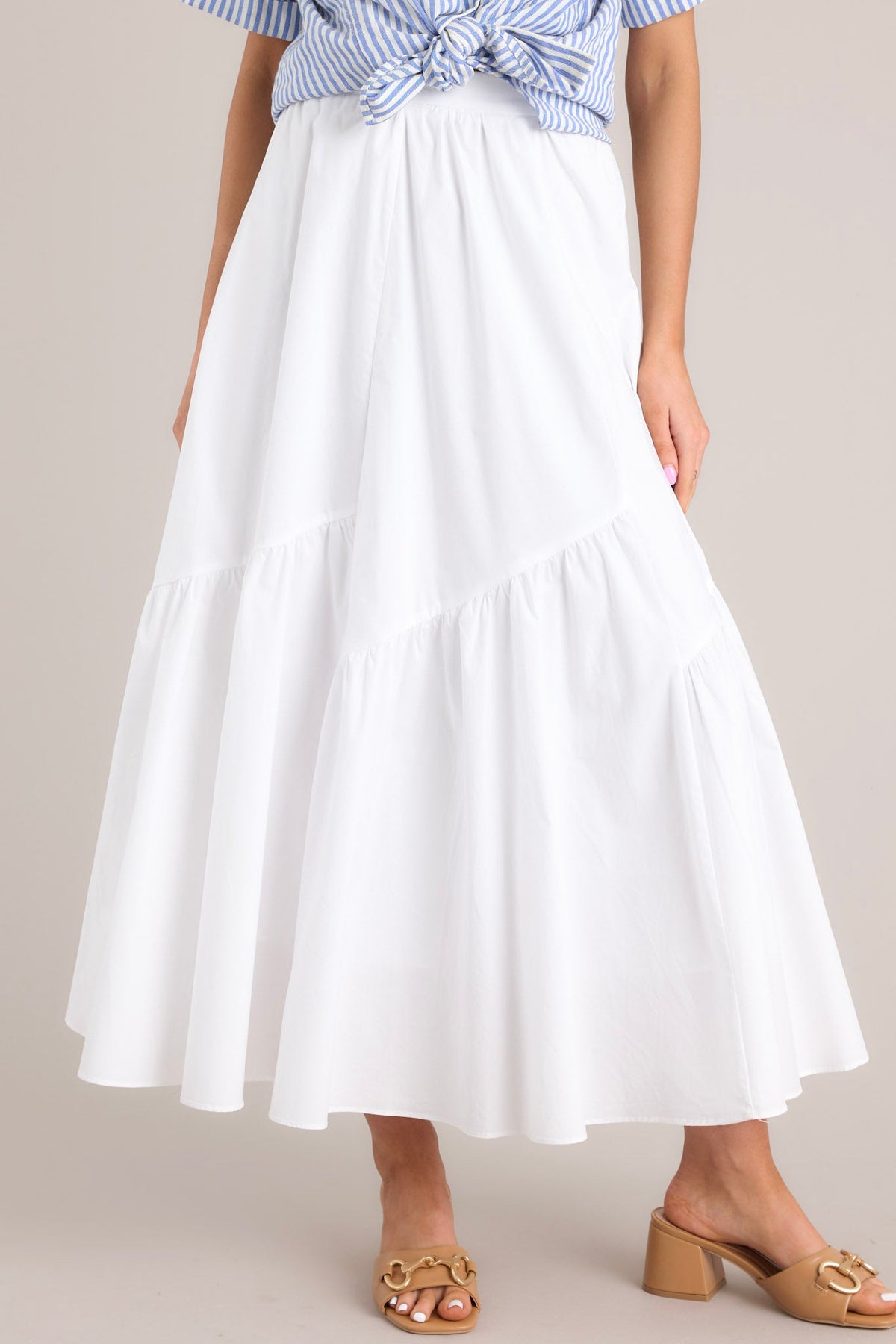 White Cotton Midi Skirt - All Bottoms | Red Dress