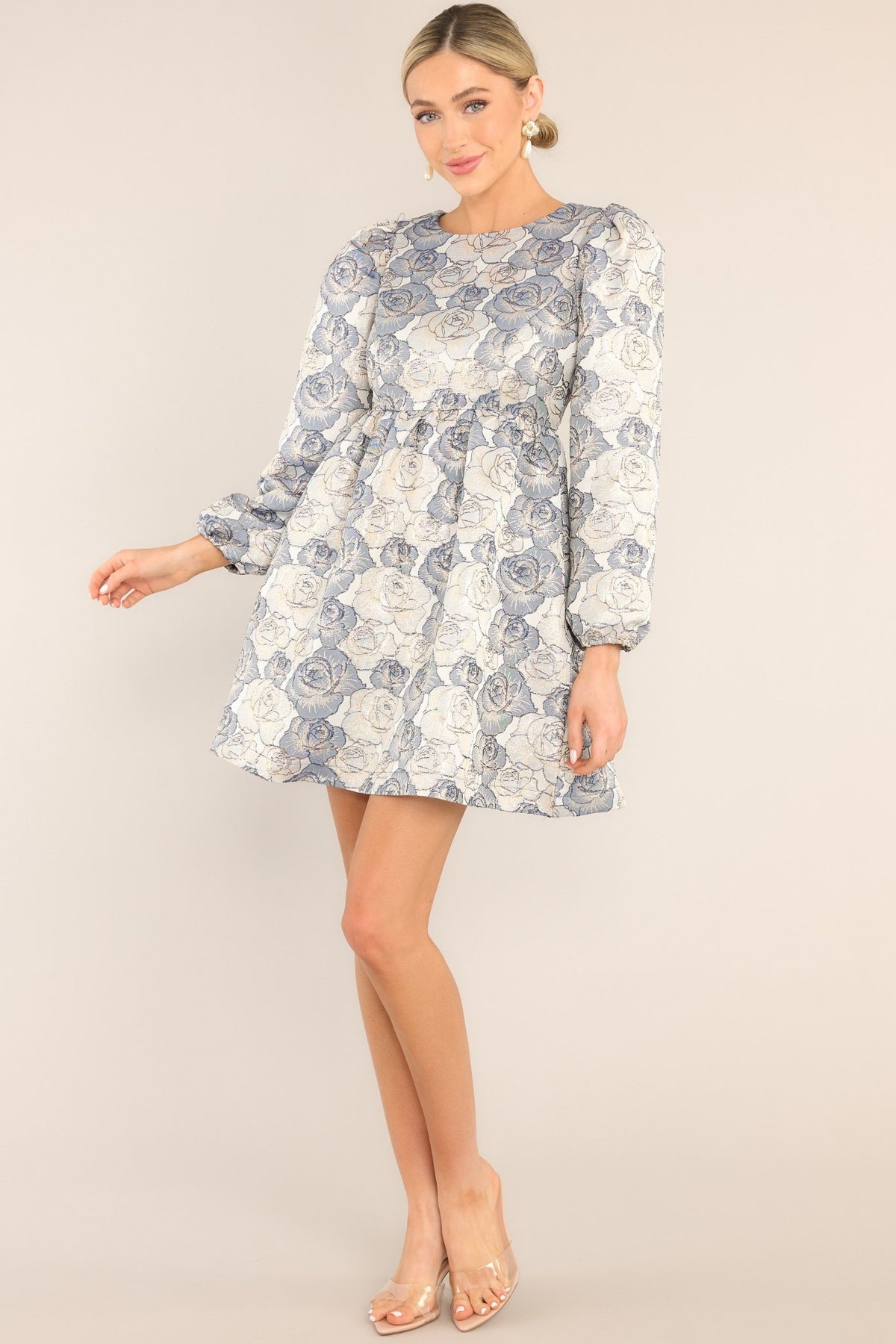 Shimmery Grey Blue Mini Dress - All Dresses | Red Dress