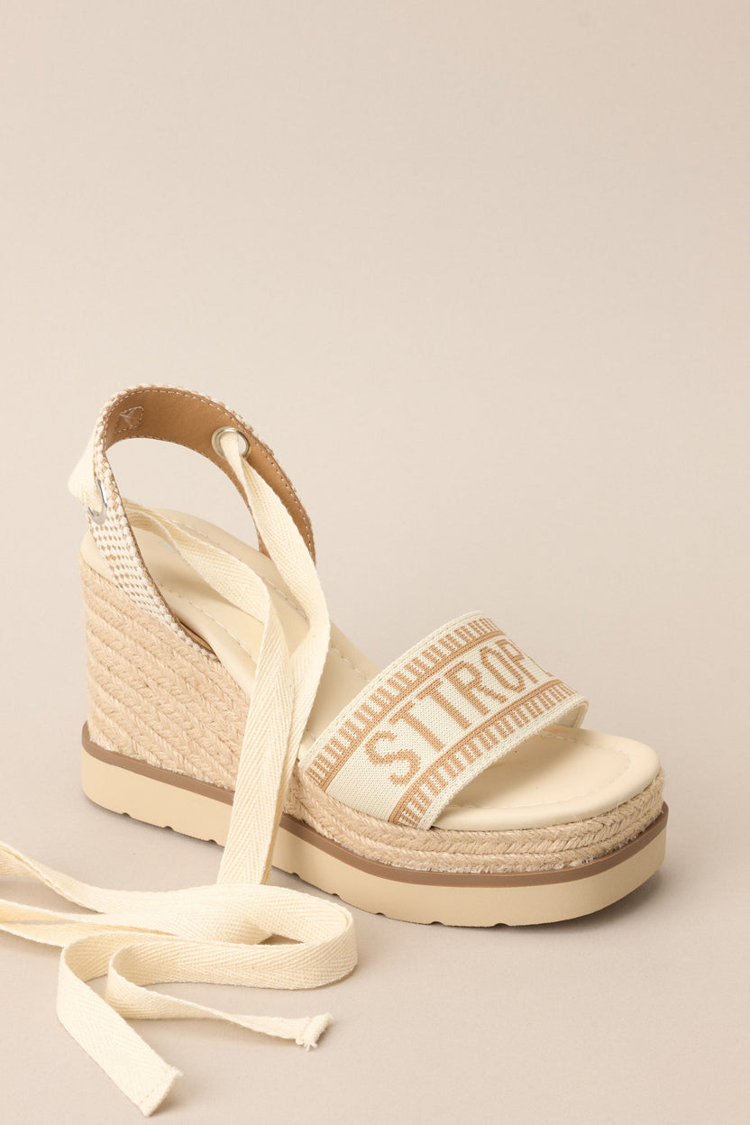 Tan Espadrille Platform Wedge Sandals - All Sandals | Red Dress