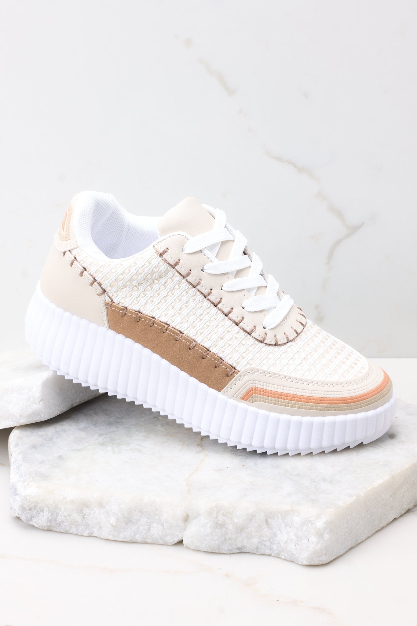 Cute Beige Platform Sneakers - Shoes | Red Dress