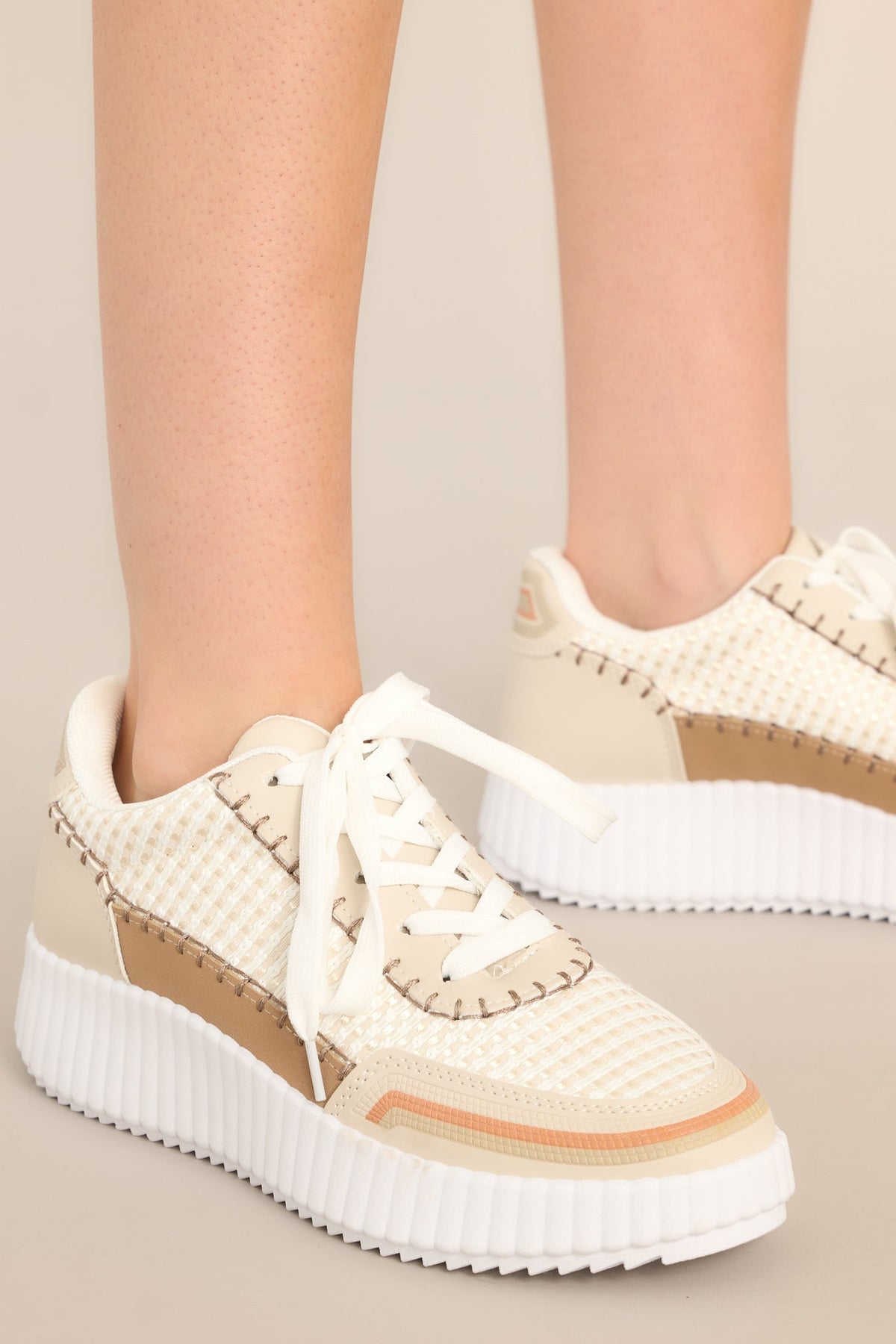 Cute Beige Platform Sneakers - Shoes | Red Dress