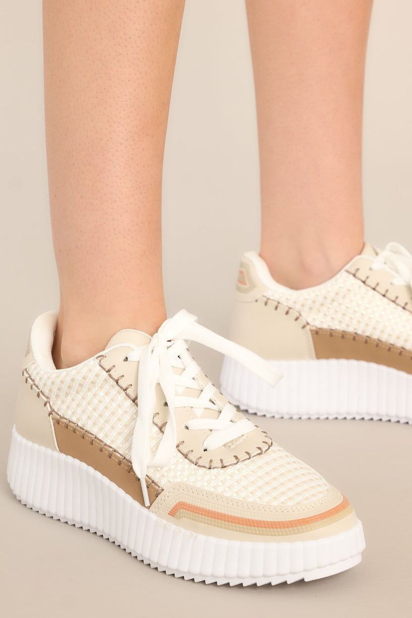 Cute Beige Platform Sneakers - Shoes | Red Dress