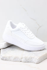 Cute White Platform Sneakers - Shoes | Red Dress
