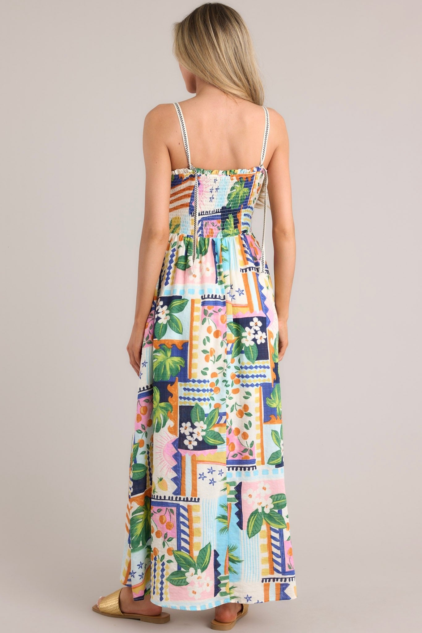 Sky Blue Tropical Print Maxi Dress - All Dresses | Red Dress