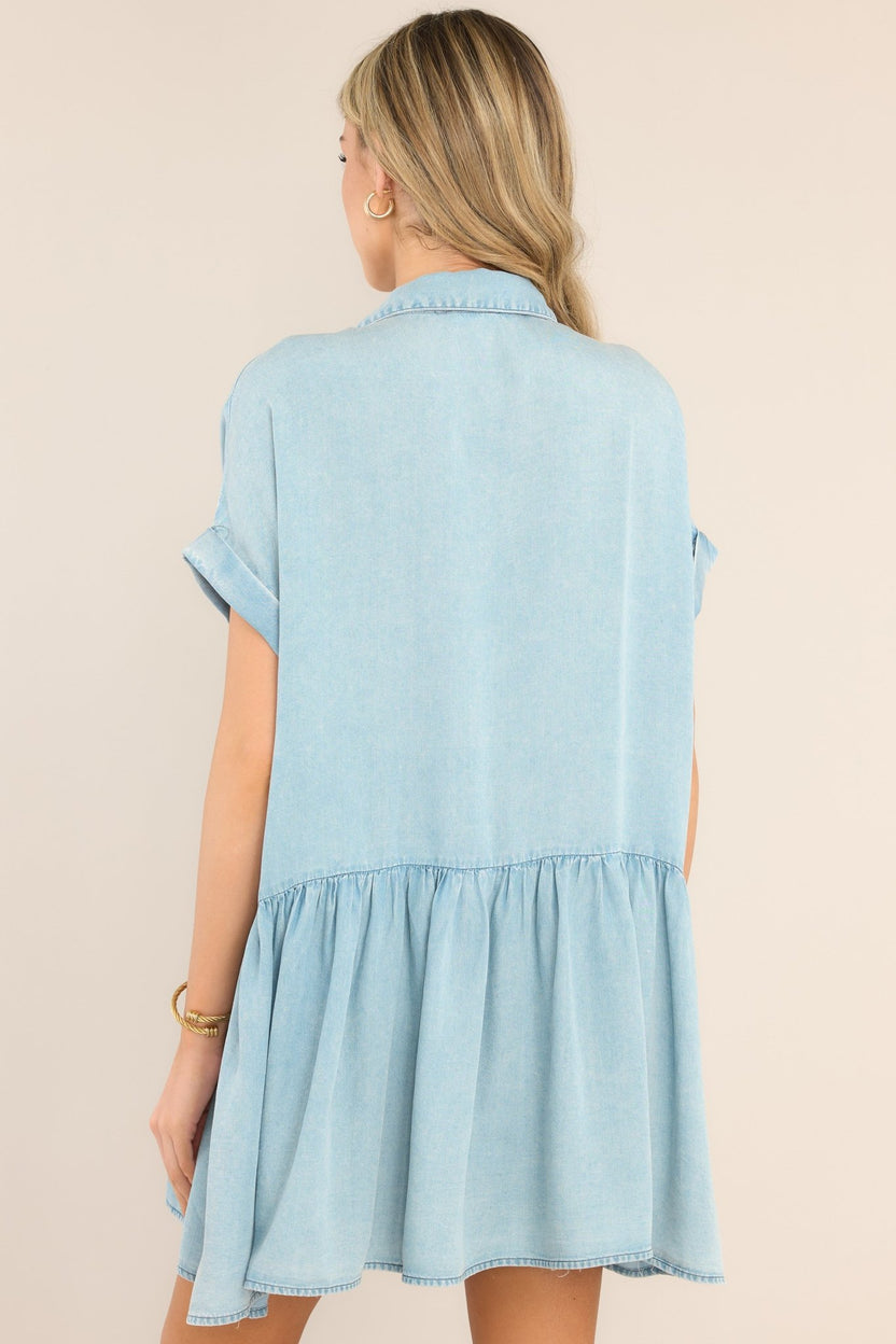 Light Wash Chambray Mini Shirt Dress - All Dresses | Red Dress