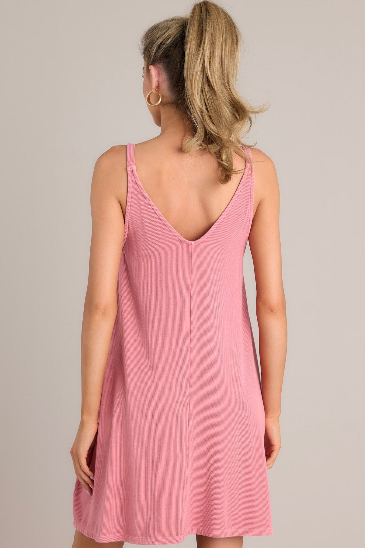 Ribbed Rose Pink Mini Dress - Casual Dresses | Red Dress