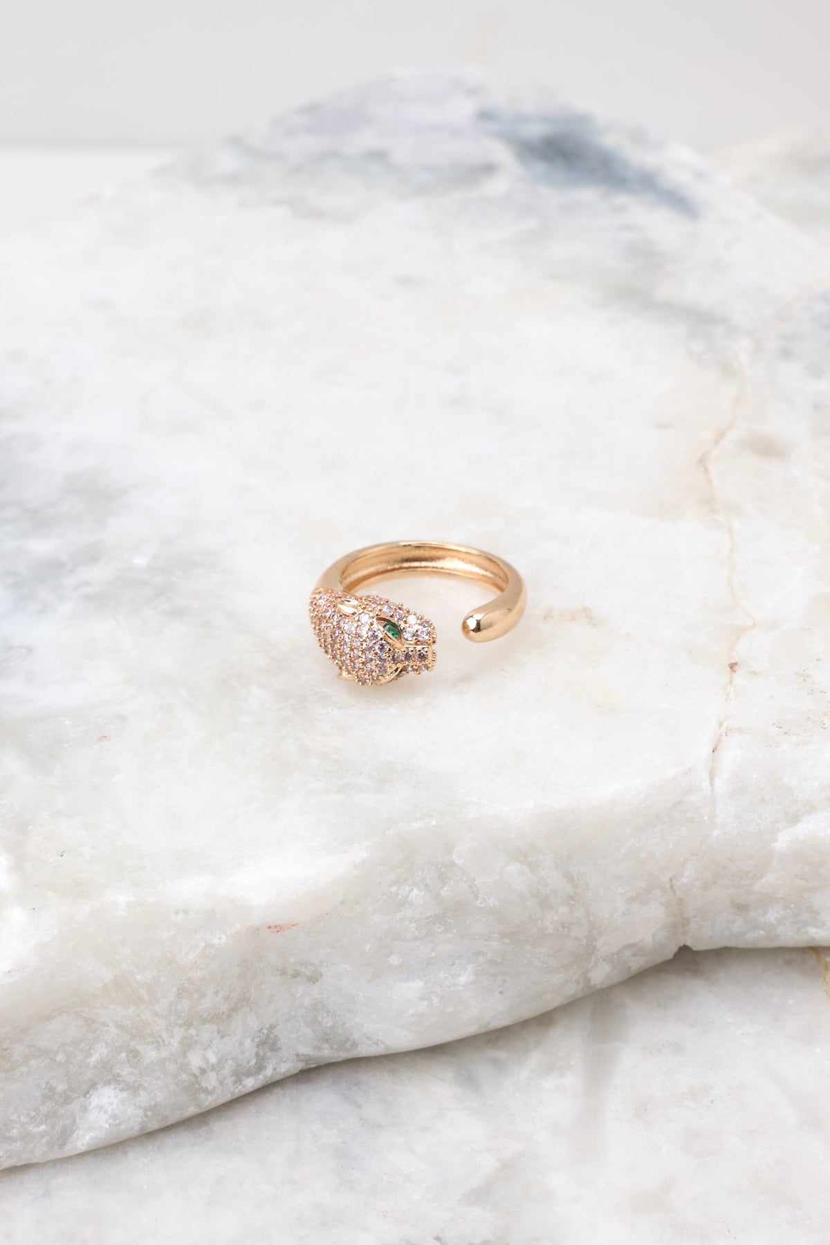 Chic Gold Rhinestone Ring - Jewelry | Red Dress