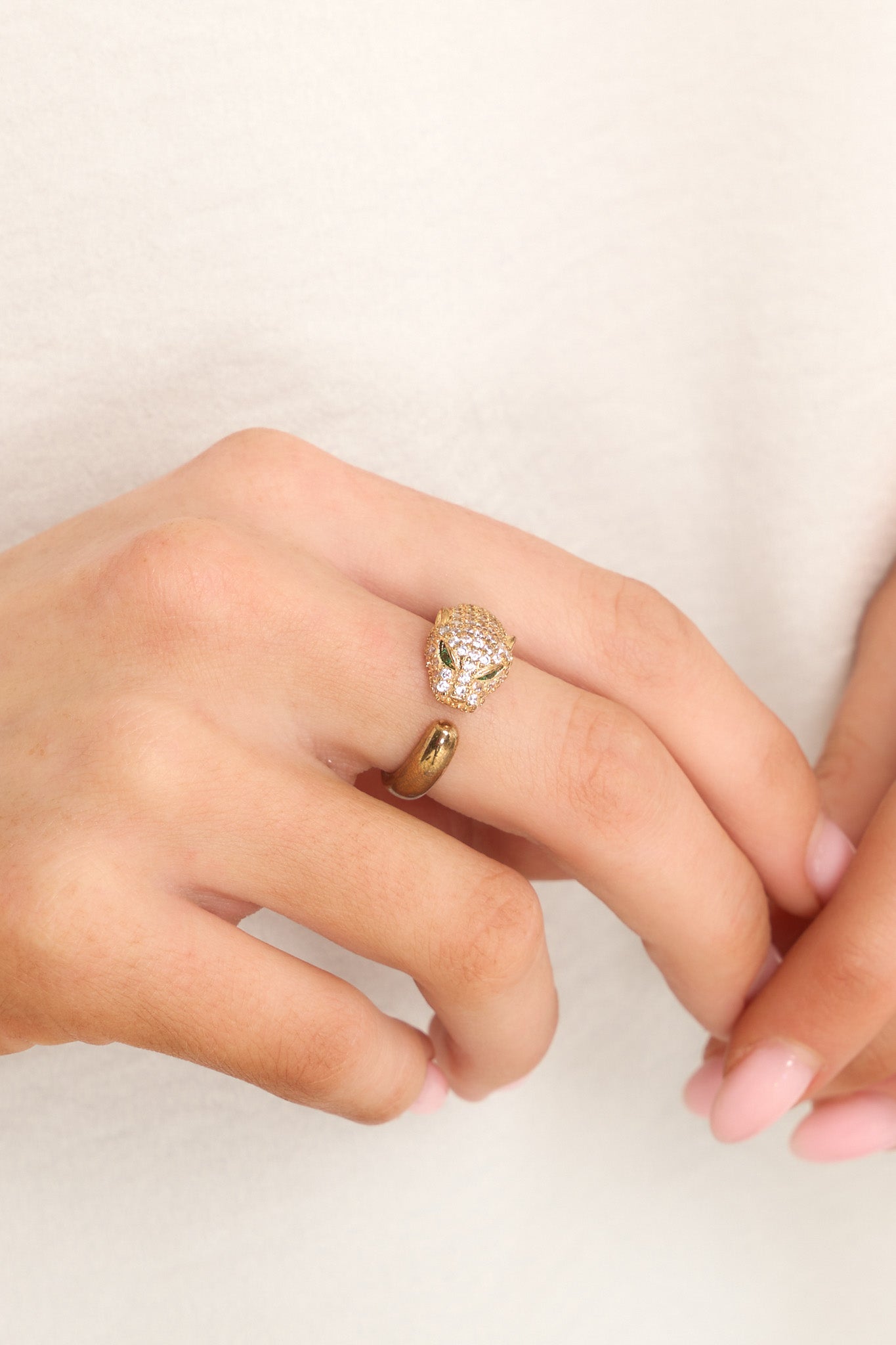 Chic Gold Rhinestone Ring - Jewelry | Red Dress