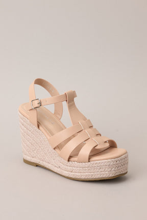 Beige Espadrille Platform Wedge Sandals - All Sandals | Red Dress