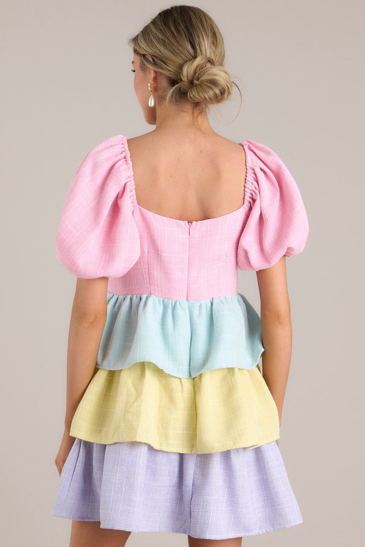 Tiered Pastel Mini Dress - All Dresses | Red Dress