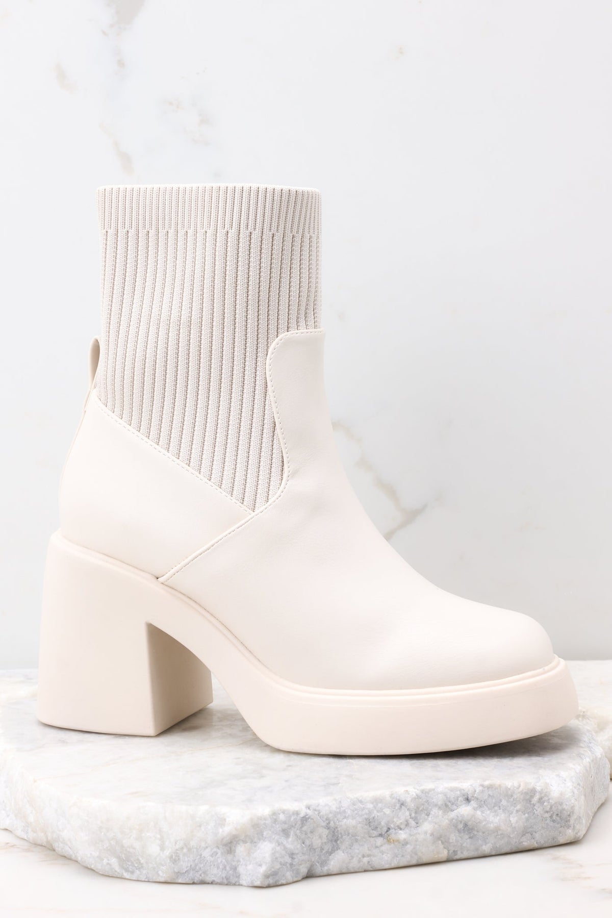 Knockout Ivory Boots - Ankle Booties | Red Dress