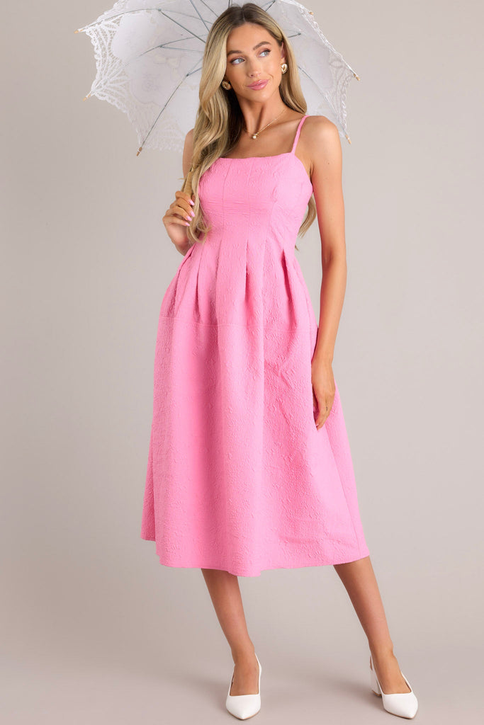 Bright Pink Midi Dress - All Dresses | Red Dress