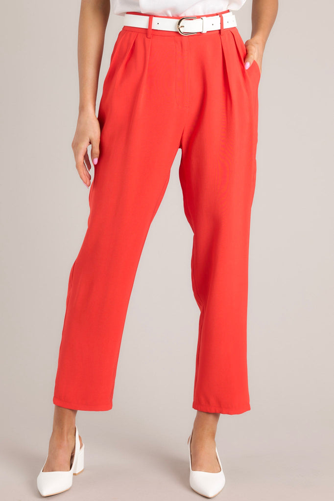 Office Appropriate Tomato Red Pants - All Pants | Red Dress