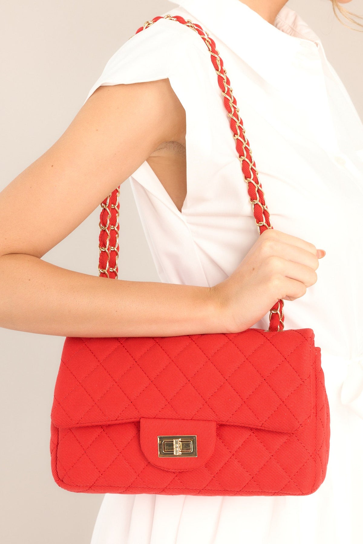Red Multi-use Chain Strap Handbag - All Accessories | Red Dress