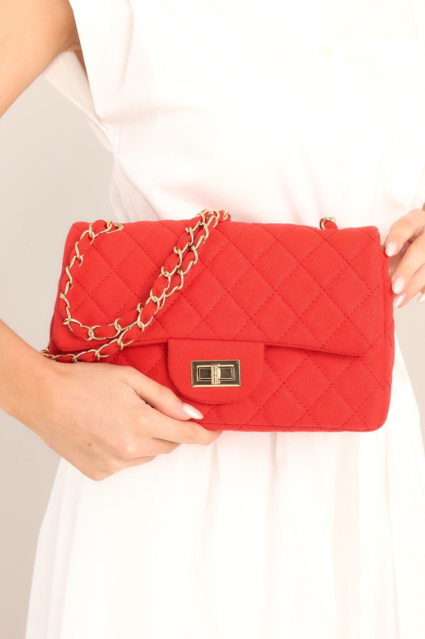 Red Multi-use Chain Strap Handbag - All Accessories | Red Dress