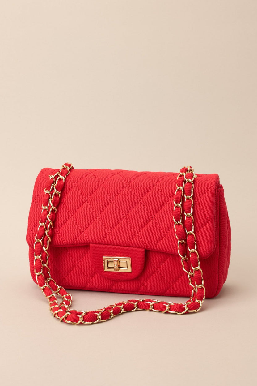 Red Multi-use Chain Strap Handbag - All Accessories | Red Dress