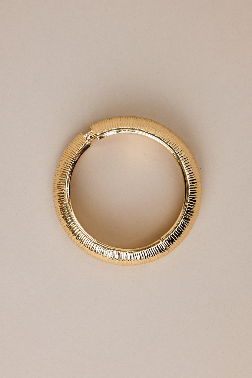 Textured Gold Hinged Cuff Bracelet - All Bracelets | Red Dress