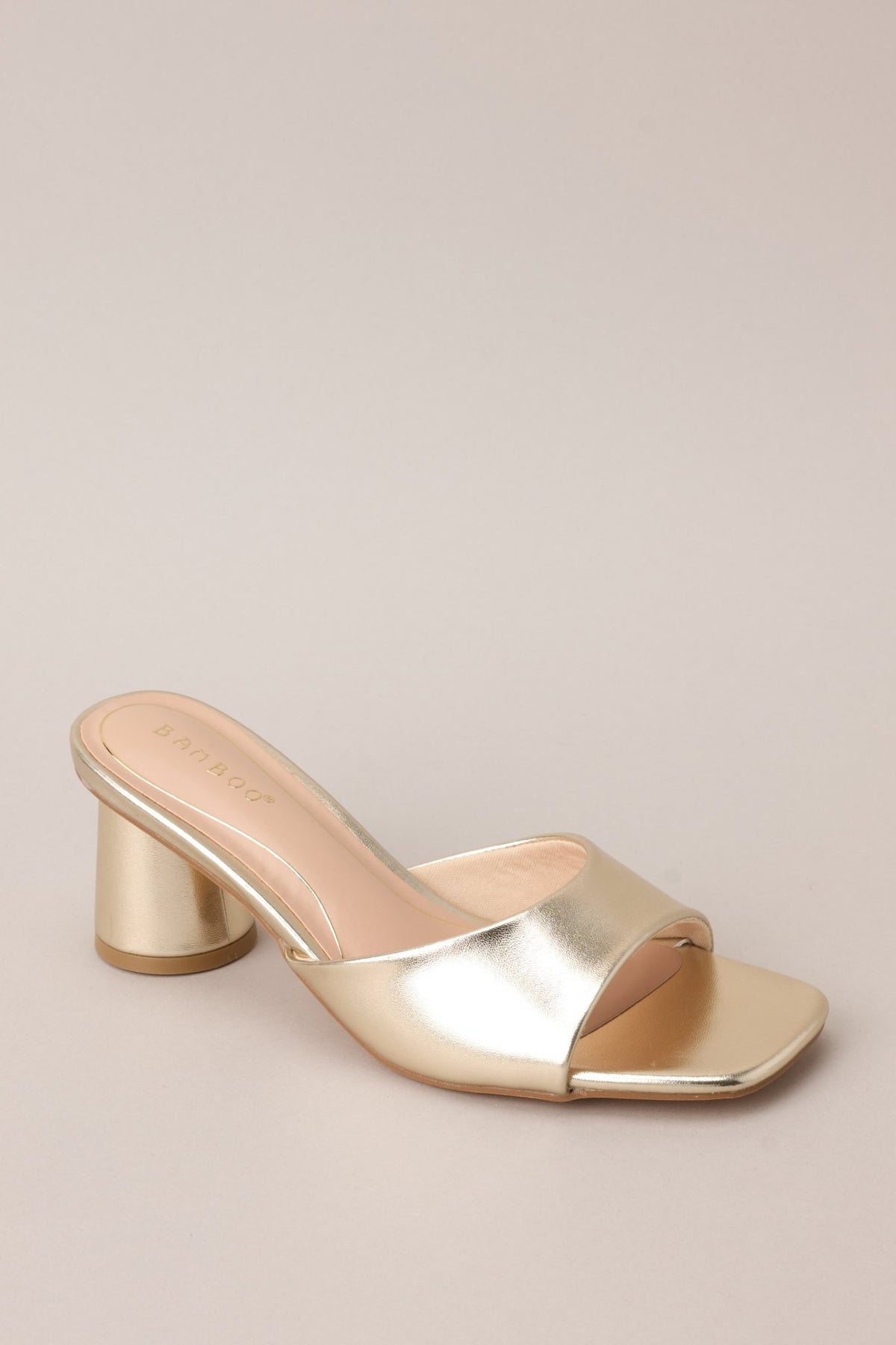 Slip On Gold Metallic High Heel Sandals - All Shoes | Red Dress