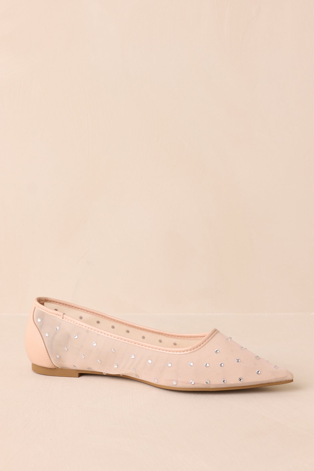 Nude Pointed Toe Mesh Ballet Flats - All Shoes | Red Dress