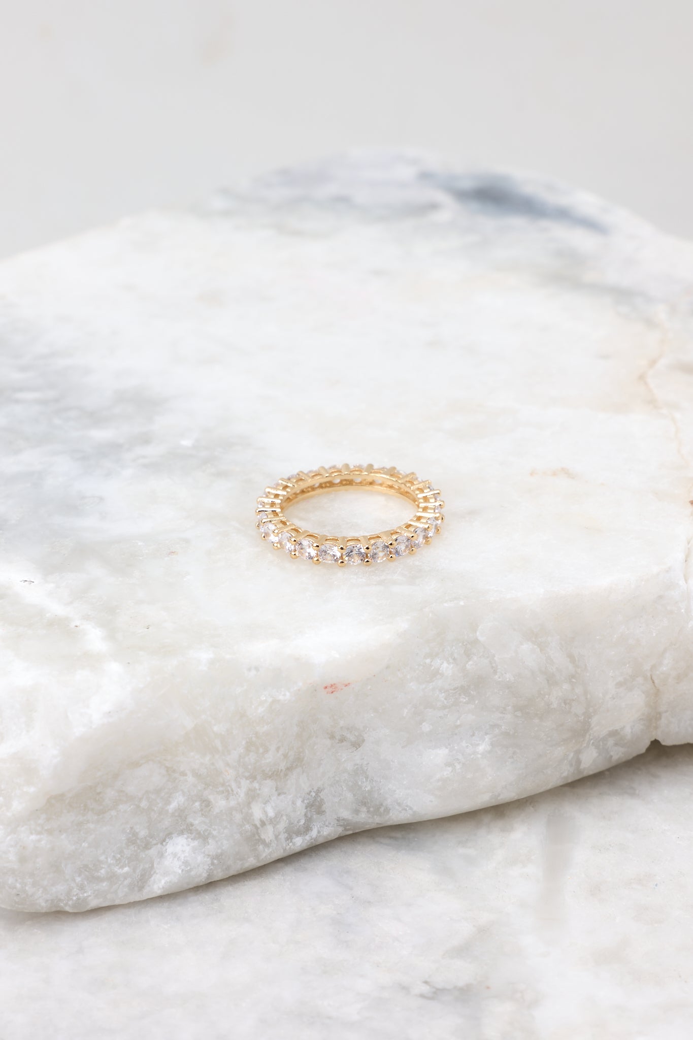 Sparkling Gold Stackable Ring - For The Bride | Red Dress
