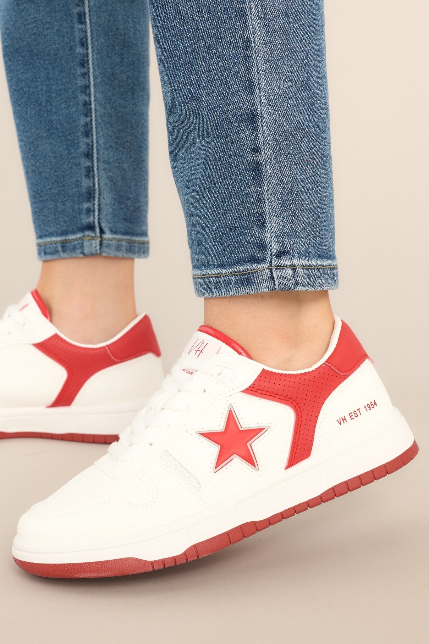 Red & White Star Sneakers - All Shoes | Red Dress