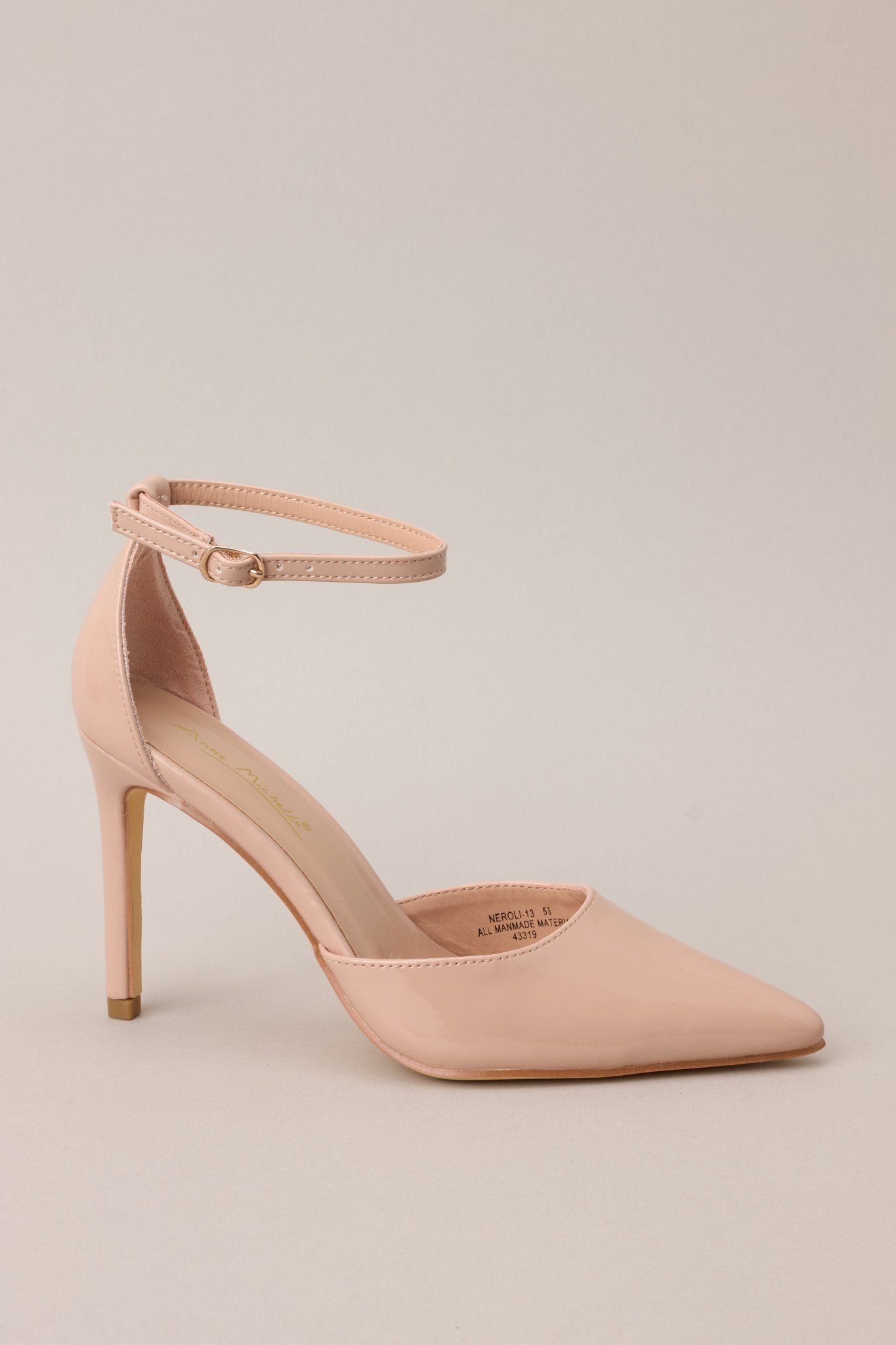 Beige Pointed Toe High Heels - Ankle Strap Heels | Red Dress