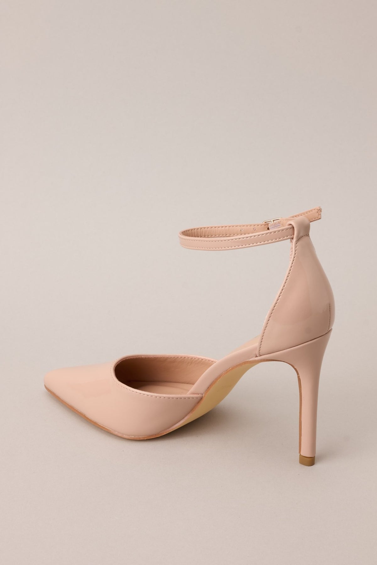 Beige Pointed Toe High Heels - Ankle Strap Heels | Red Dress