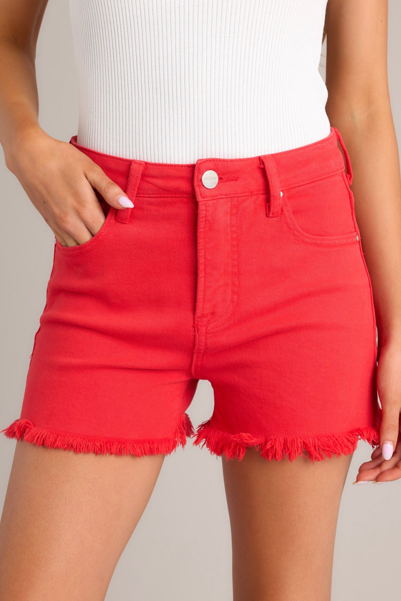 Fiesta Red Denim Shorts - All Denim | Red Dress