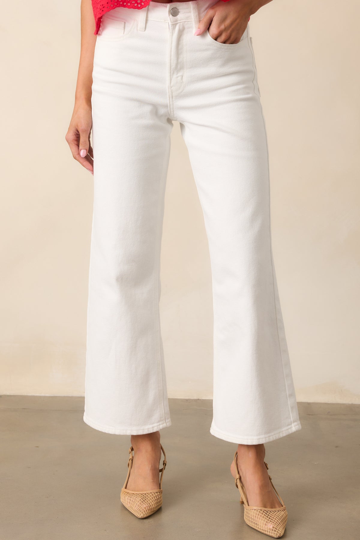 White Cropped Wide Leg Jeans - All Denim | Red Dress
