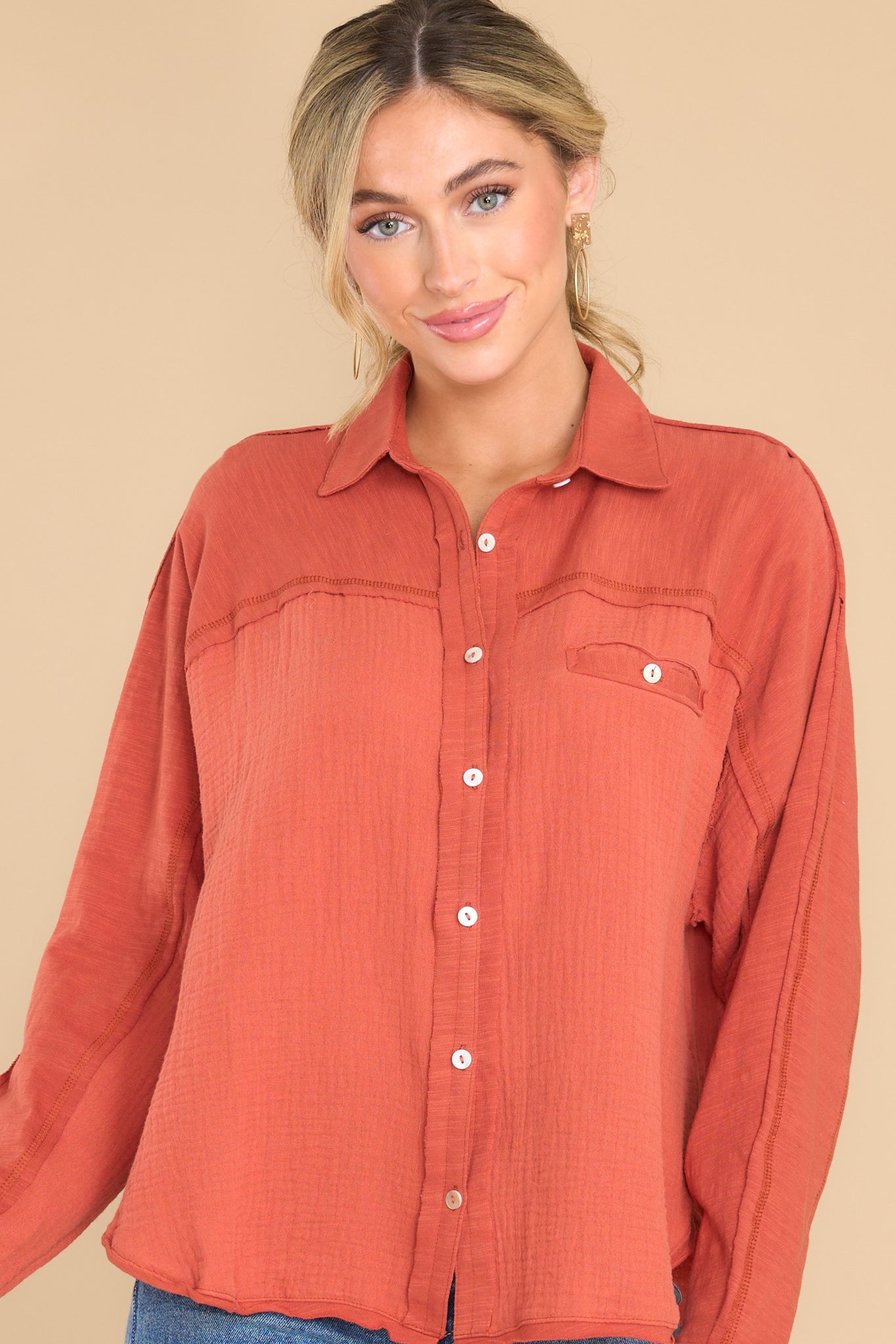 Comfortable Ginger Top - Shirts & Blouses | Red Dress