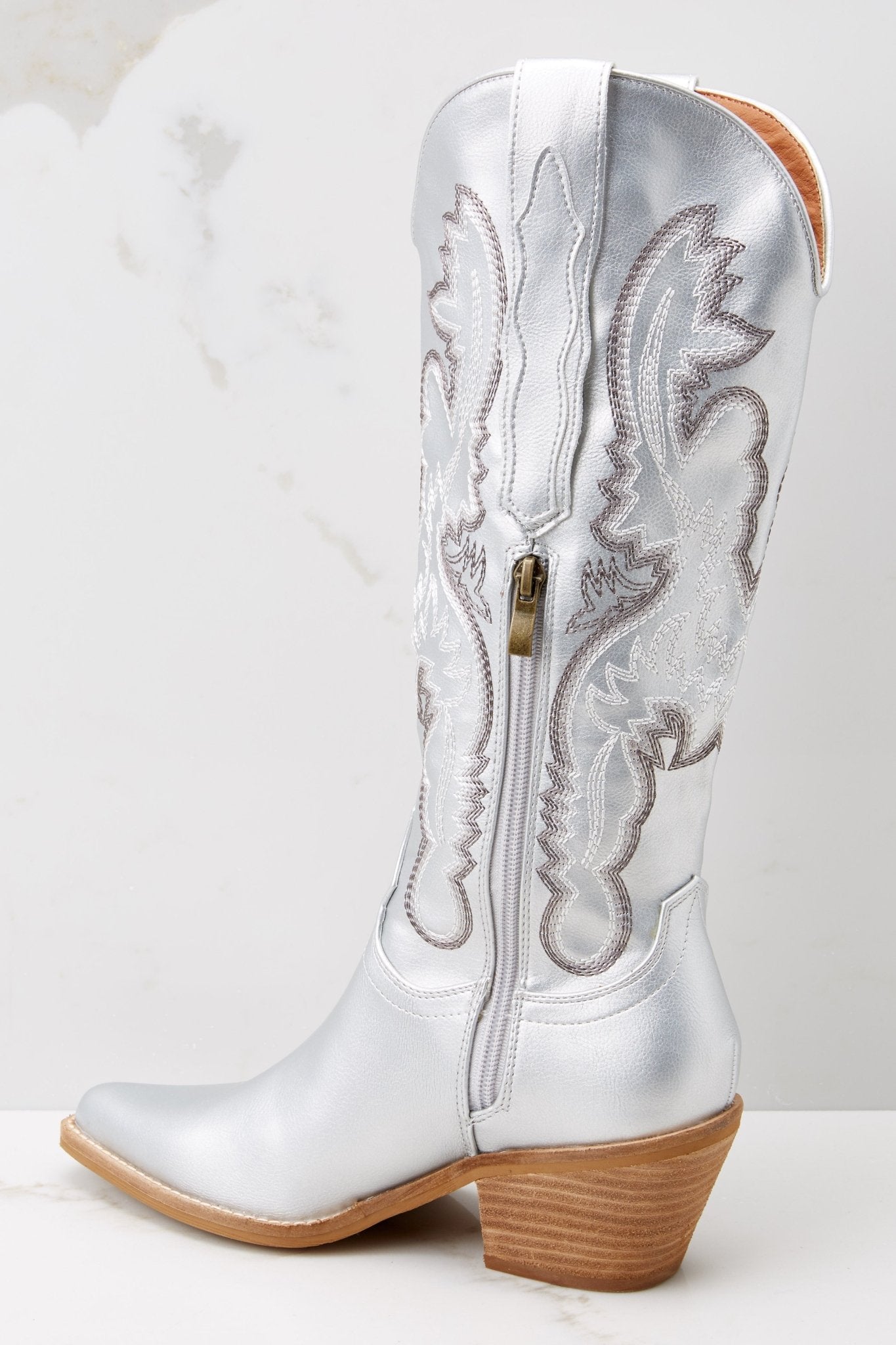 Darling Silver Cowgirl Boots - Shoes | Red Dress